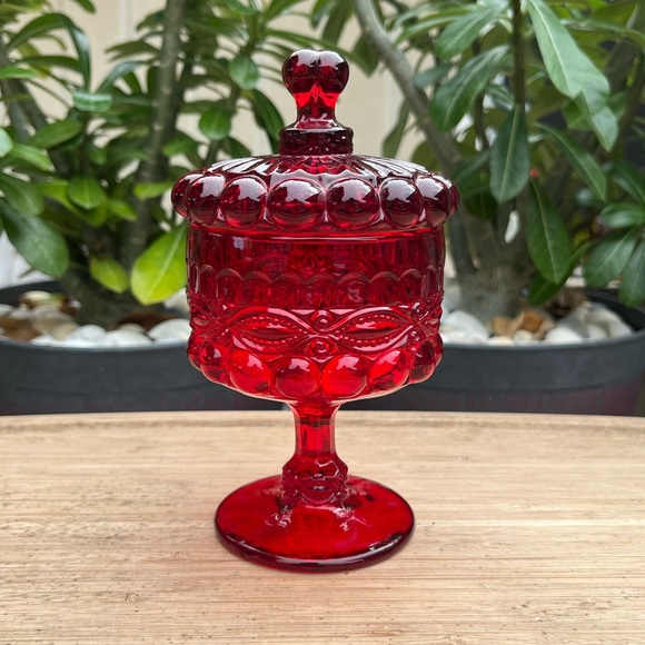 Accents | Vintage Mosser Glass Eye Winker Pattern Lidded Compote | Poshmark